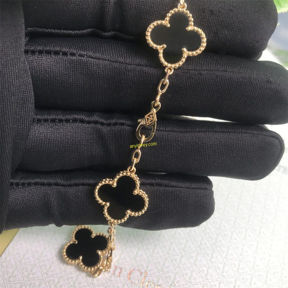 VCA Alhambra 10 motifs Necklace Onyx 18K Yellow Gold | 14K 18K Real ...